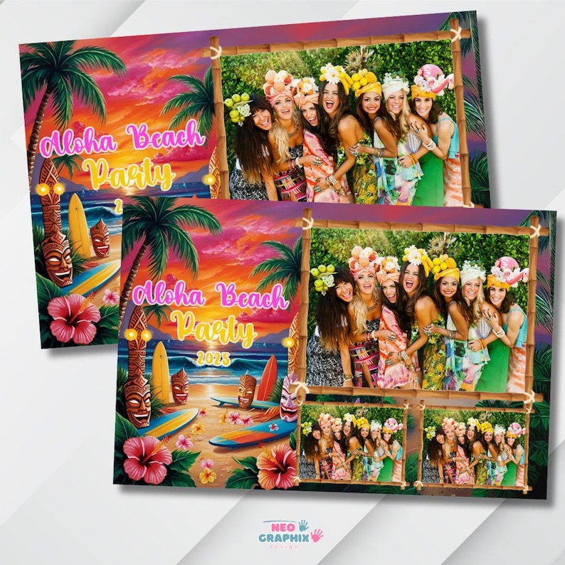 Hawaii Aloha Photo Booth Template: Tropical Luau, Beach Party (4x6 PSD ...