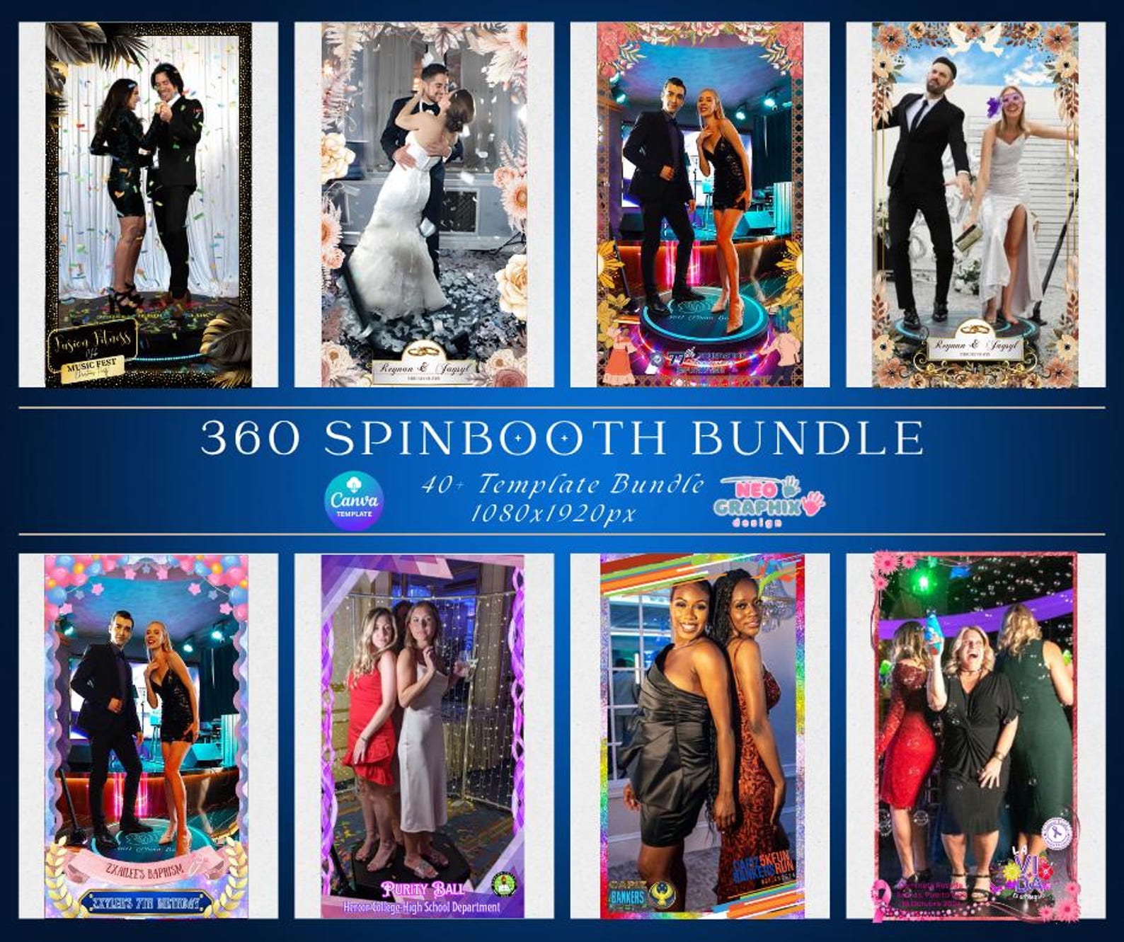 35+ Editable 360 Spin Booth Video Overlay Templates | Canva Bundle - Etsy