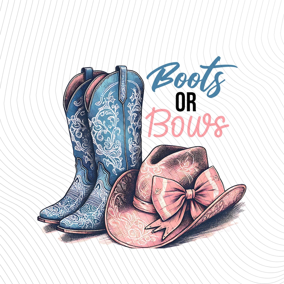 Set of 2 Boots or Bows PNG Bundle | Western Gender Reveal Baby Shower ...