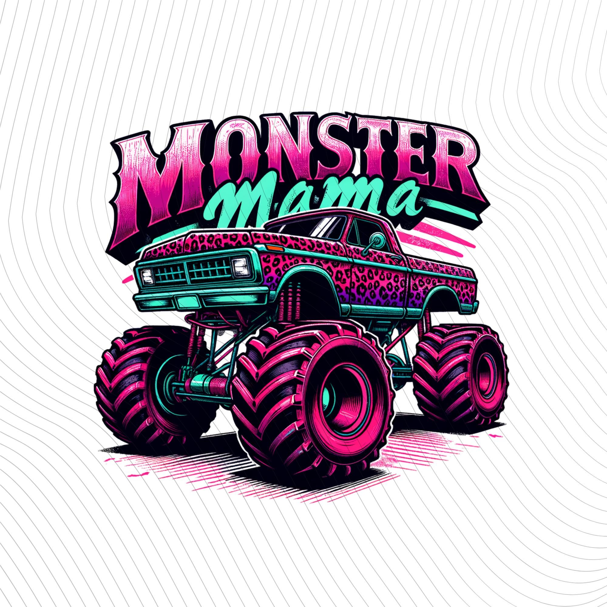 Monster Mama Truck PNG | Pink Leopard Monster Truck Clipart for ...