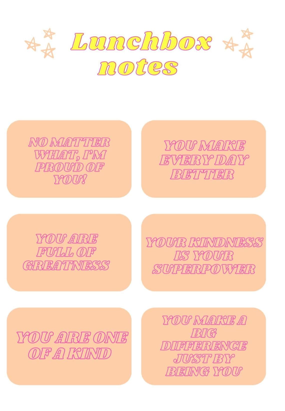 Printable Lunchbox Notes for Kids - 24 Encouraging and Uplifting Notes ...