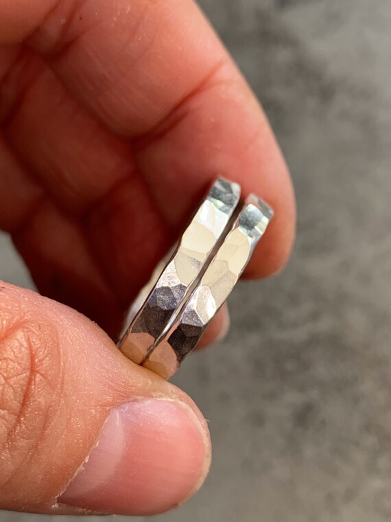 Hammered Unique Sterling Silver Stackable Rings | Etsy