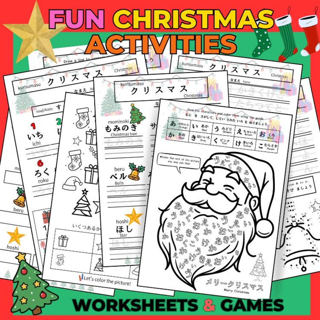Japanese Christmas Activity Workbook, Fun Printable Worksheets With I ...