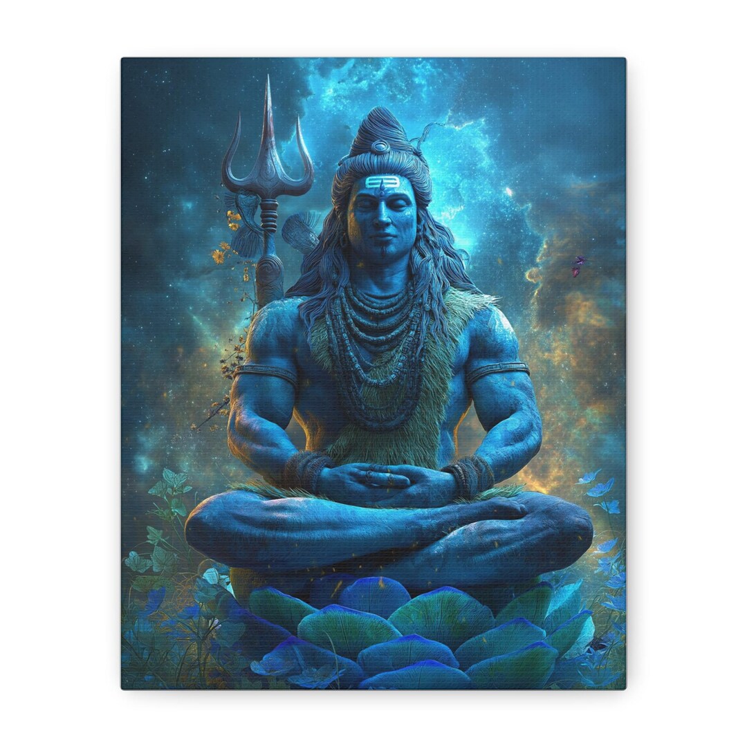 Lord Shiva Meditation Canvas Art, Cosmic Hindu Wall Decor, Spiritual ...
