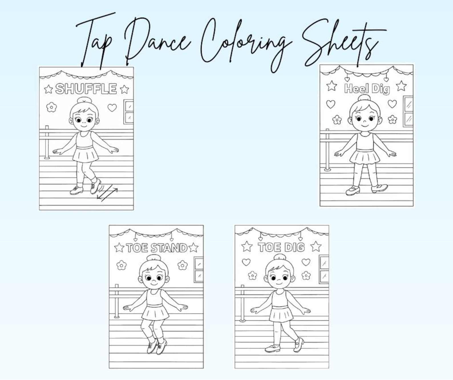 Tap Dance Coloring Sheets - Etsy