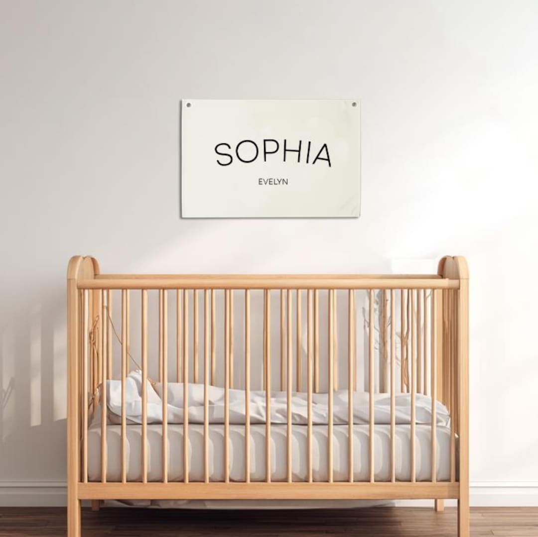 Custom Baby Name Banner Flag, Personalized Canvas Wall Art for Newborn ...
