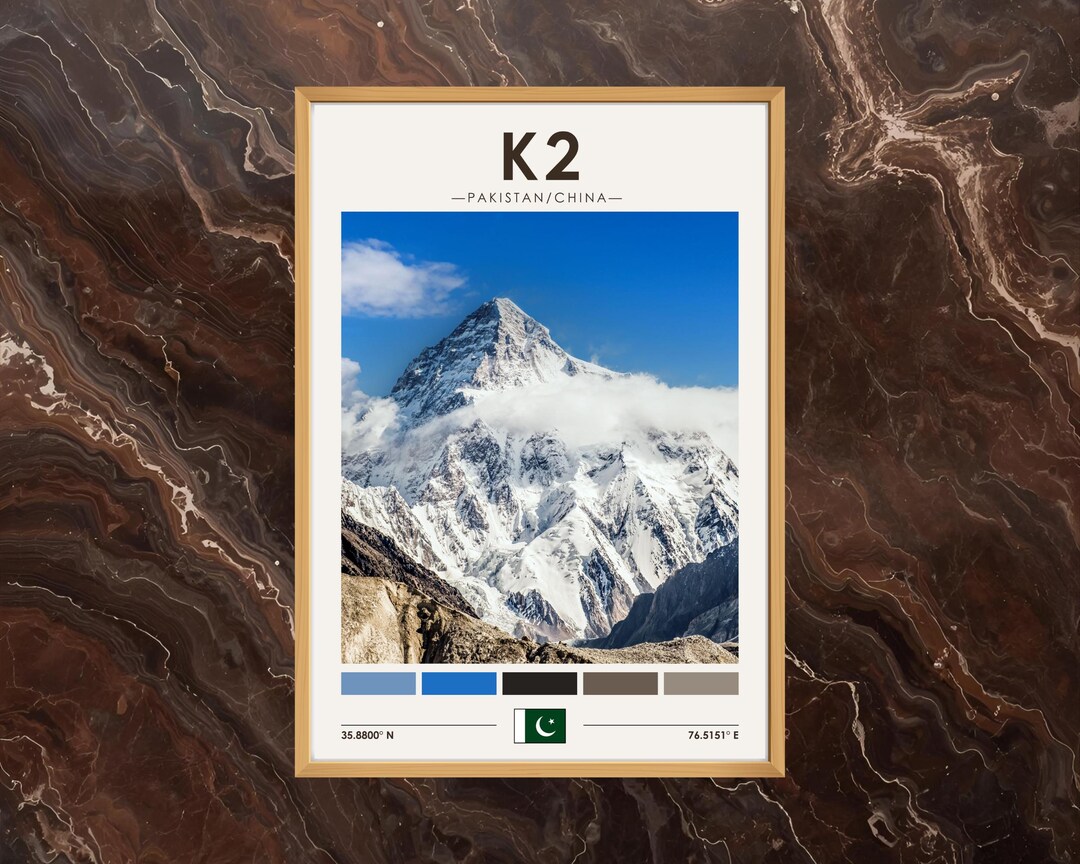 K2 Mountain Photography Print: Pakistan Poster, K2 Real Photo, Mountain ...