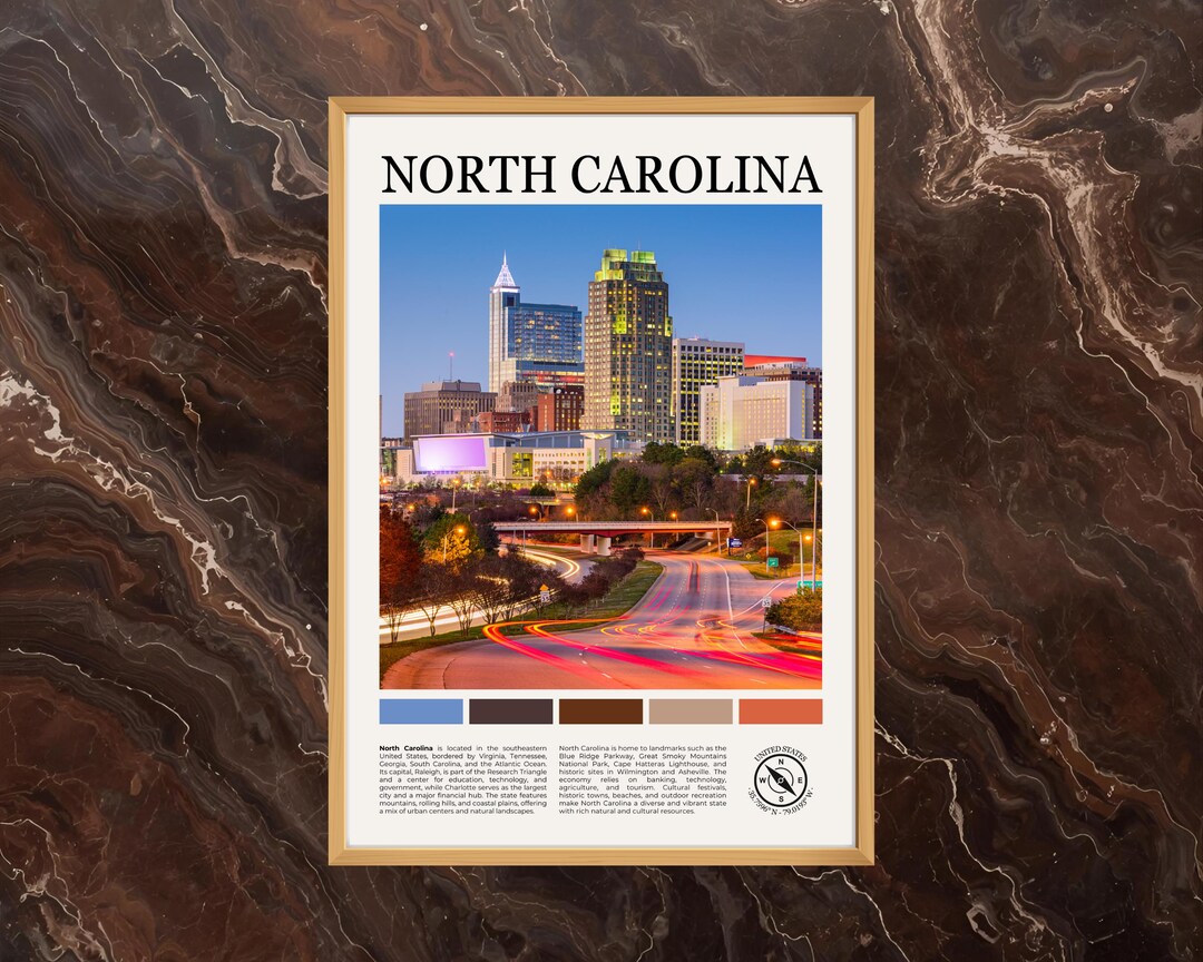 North Carolina Poster: North Carolina Print, North Carolina Paint ...