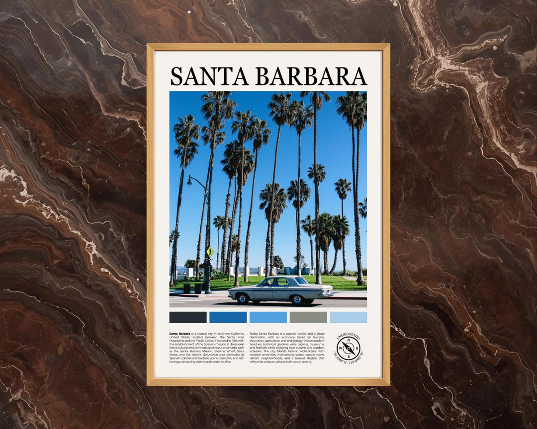 Santa Barbara Poster: Santa Barbara Print, Santa Barbara Paint, Santa ...