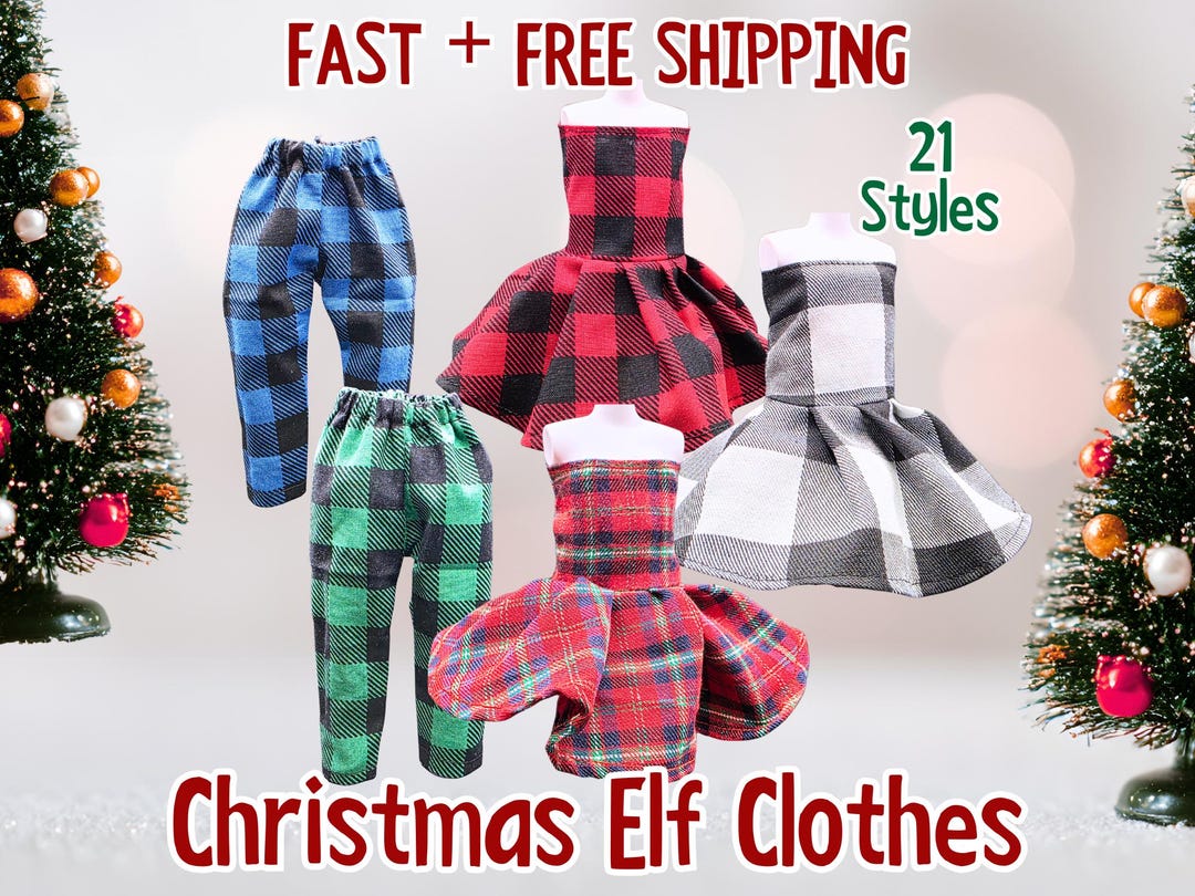 Christmas Elf Plaid Collection – 12” Elf Doll Clothes – Dresses and ...