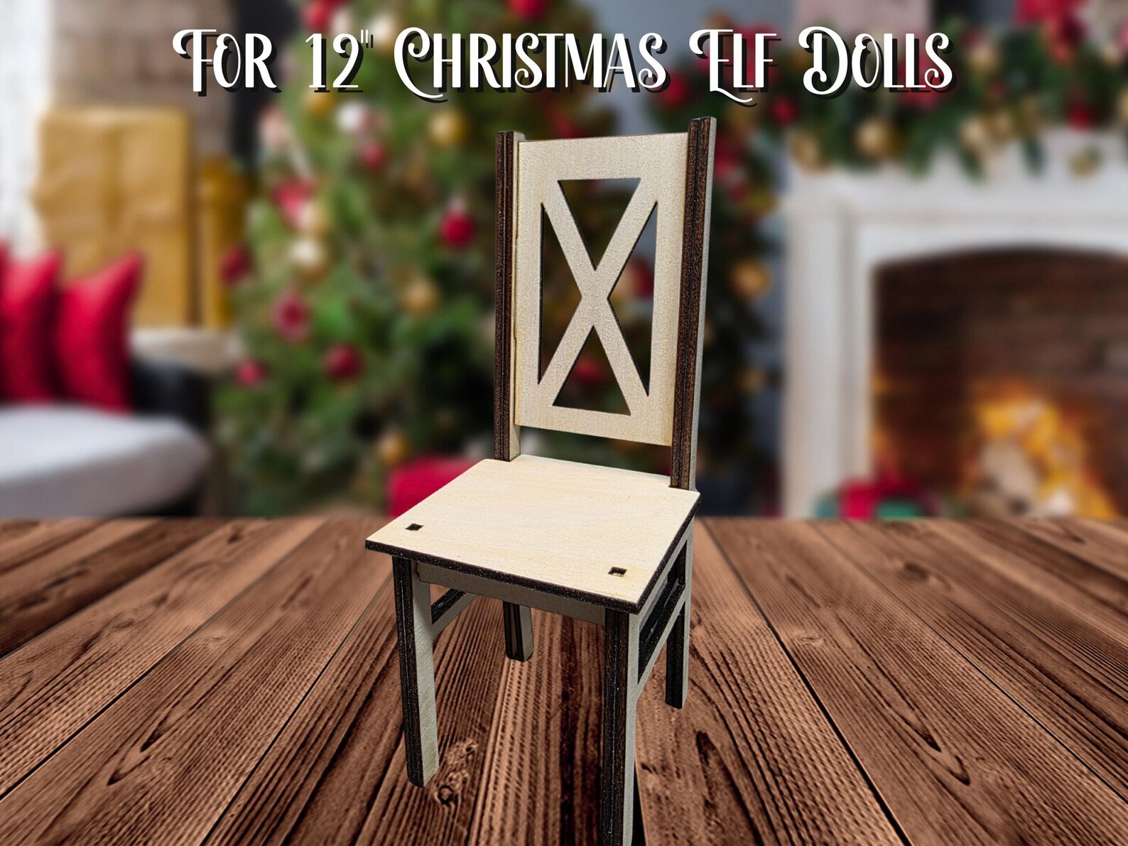 Christmas Elf Table & Chairs – Engraved Wooden Farmhouse Furniture for ...