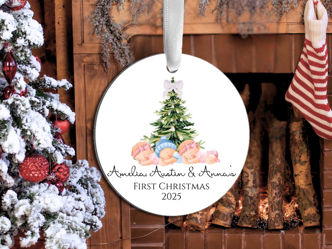 Triplets Personalized Ornaments Baby Boy and Girl First Christmas ...