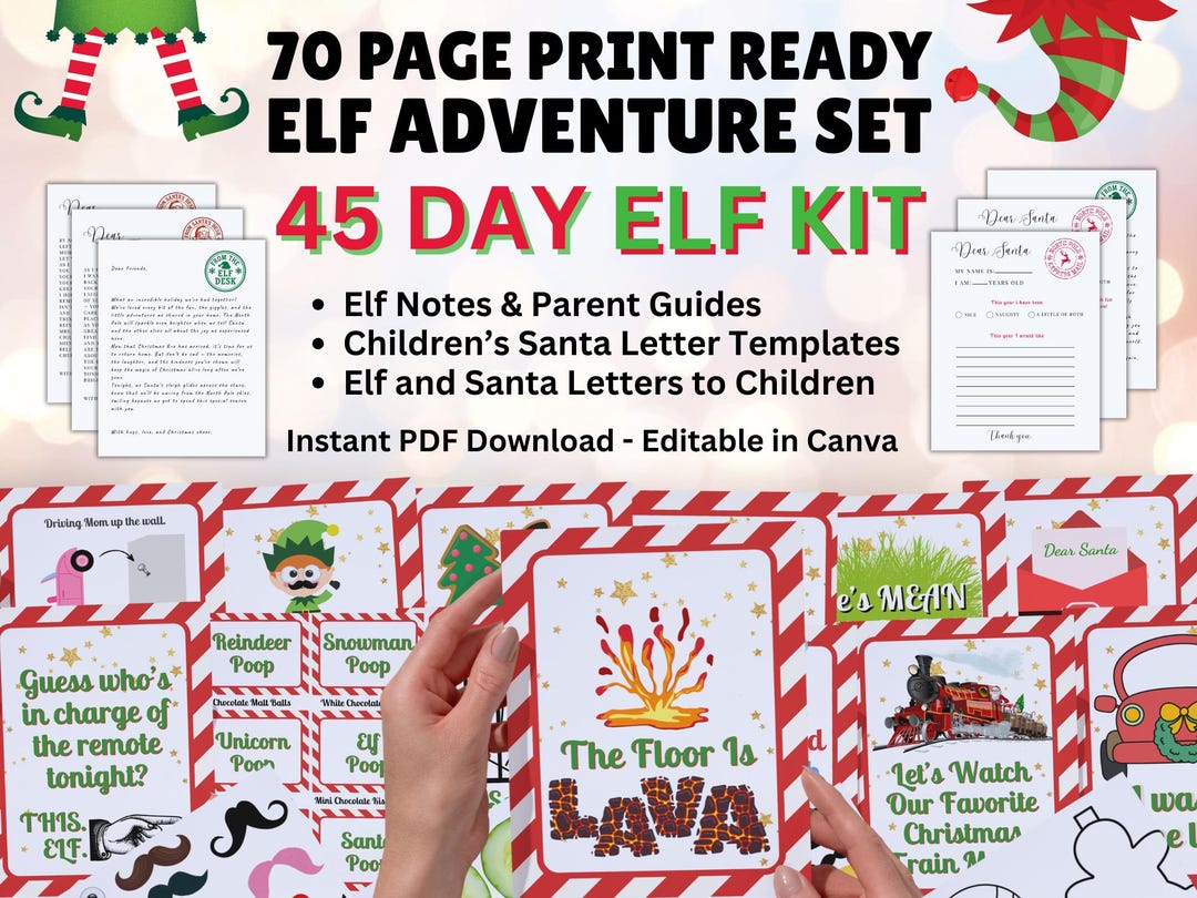 Elf Kit: 45 Day Christmas Activity Set (canva Editable + PDF Digital ...