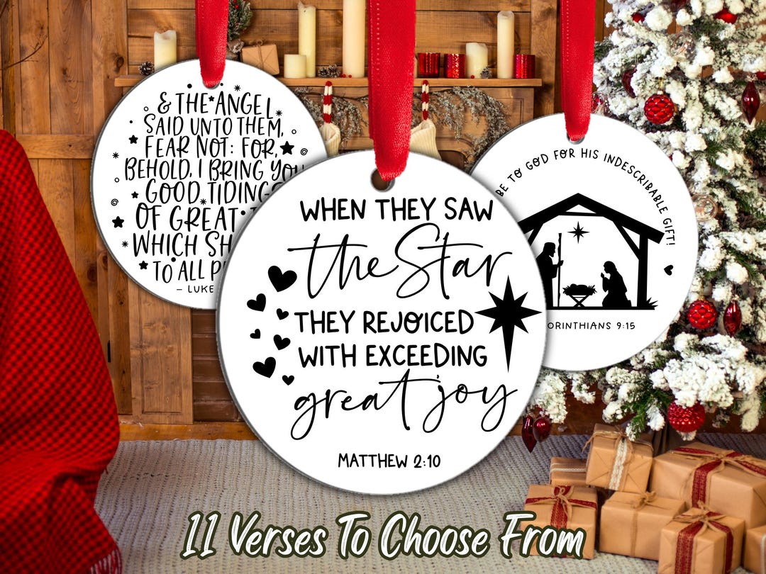 Christmas Ornament Bible Verse Matthew 2:10 – They Rejoiced With Great ...