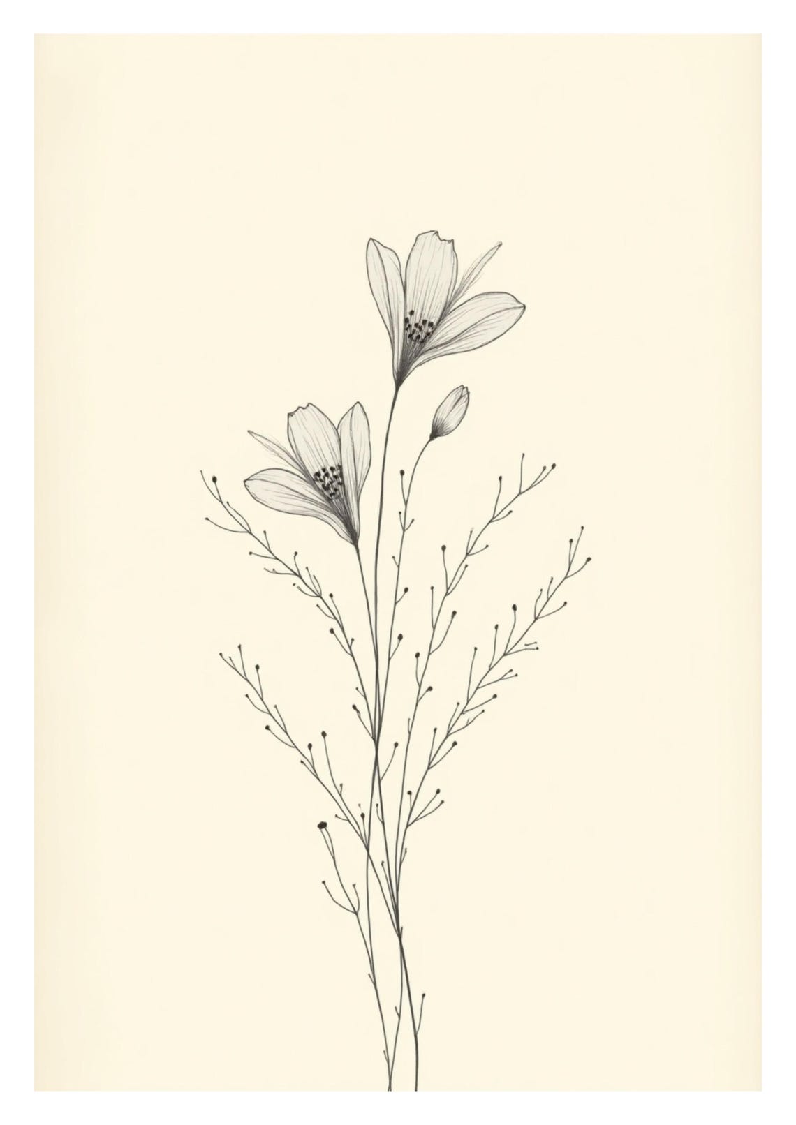 Botanical Line Drawing on Texture - Etsy
