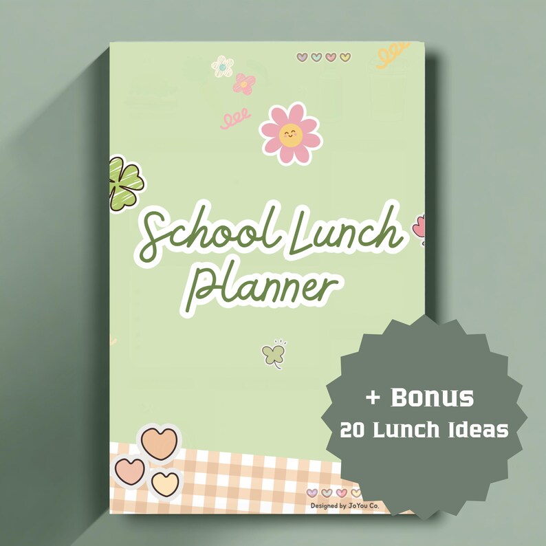 School Lunch Planner + Grocery List | Kids Meal Prep Organizer ...