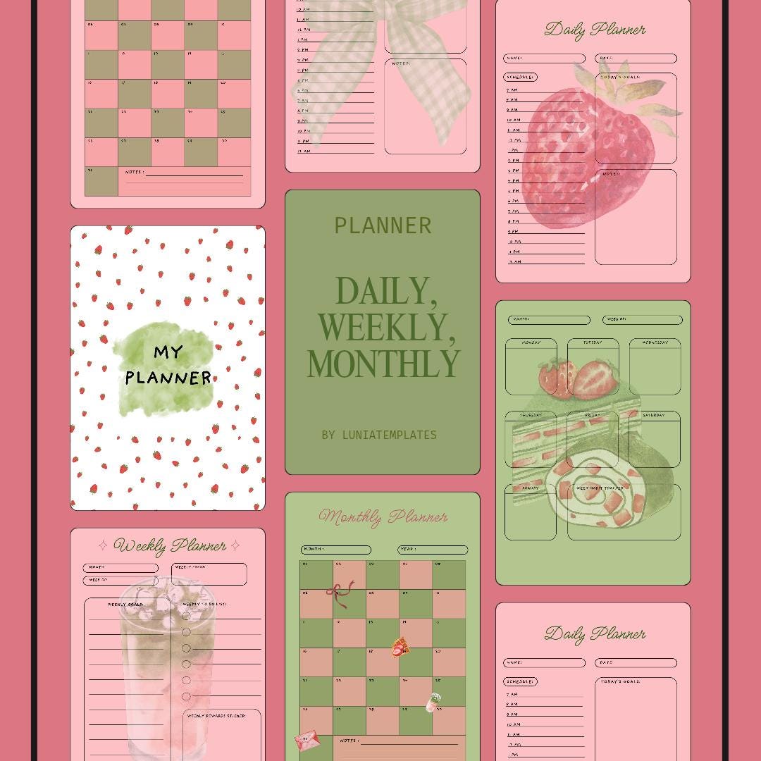 Editable Digital Planner Canva Template Goodnotes Compatible Pink ...