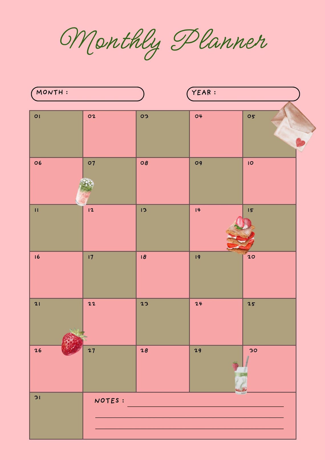 Editable Digital Planner Canva Template Goodnotes Compatible Pink ...