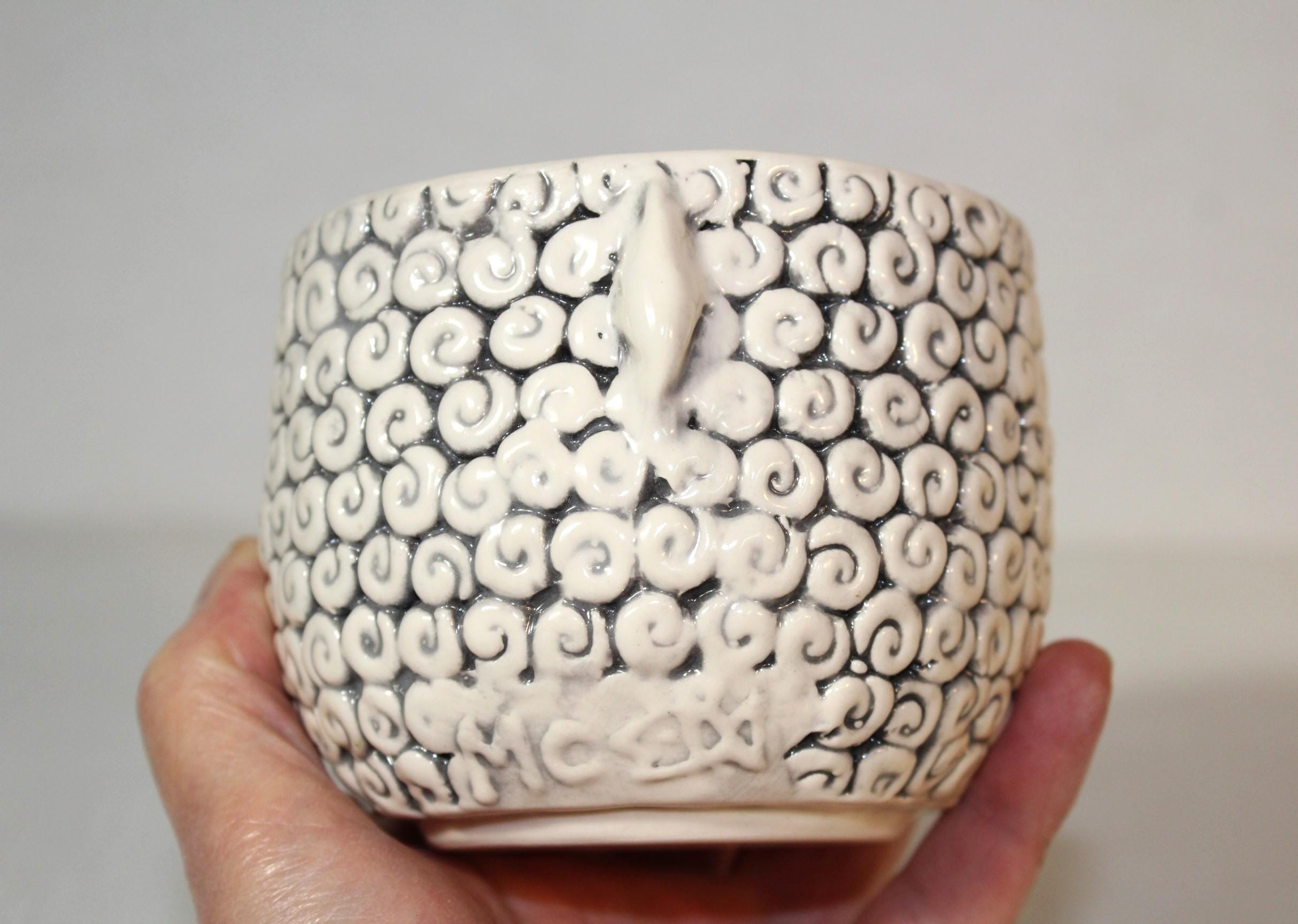 Small Sheep Planter 3 1/2'' X 3'' Drainage Hole and Saucer Ceramic ...