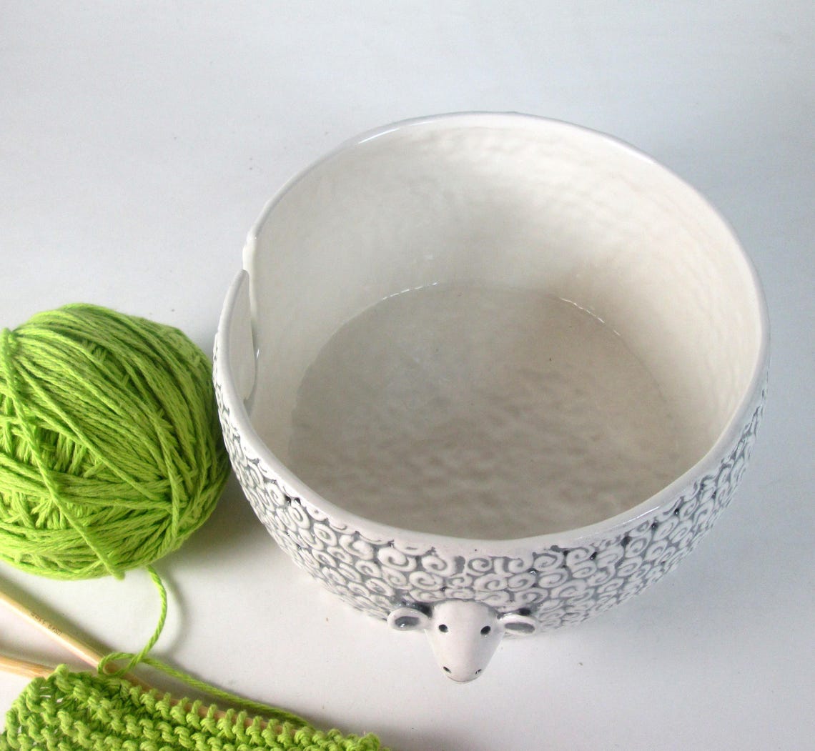 Large Sheep Yarn Bowl Pottery Ceramic Yarn Bowl Knitting or | Etsy