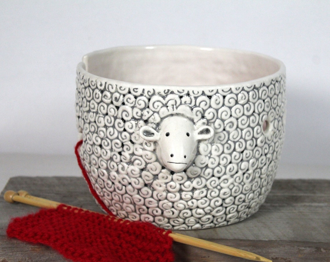 Large Sheep Yarn Bowl Pottery Ceramic Yarn Bowl Knitting or - Etsy