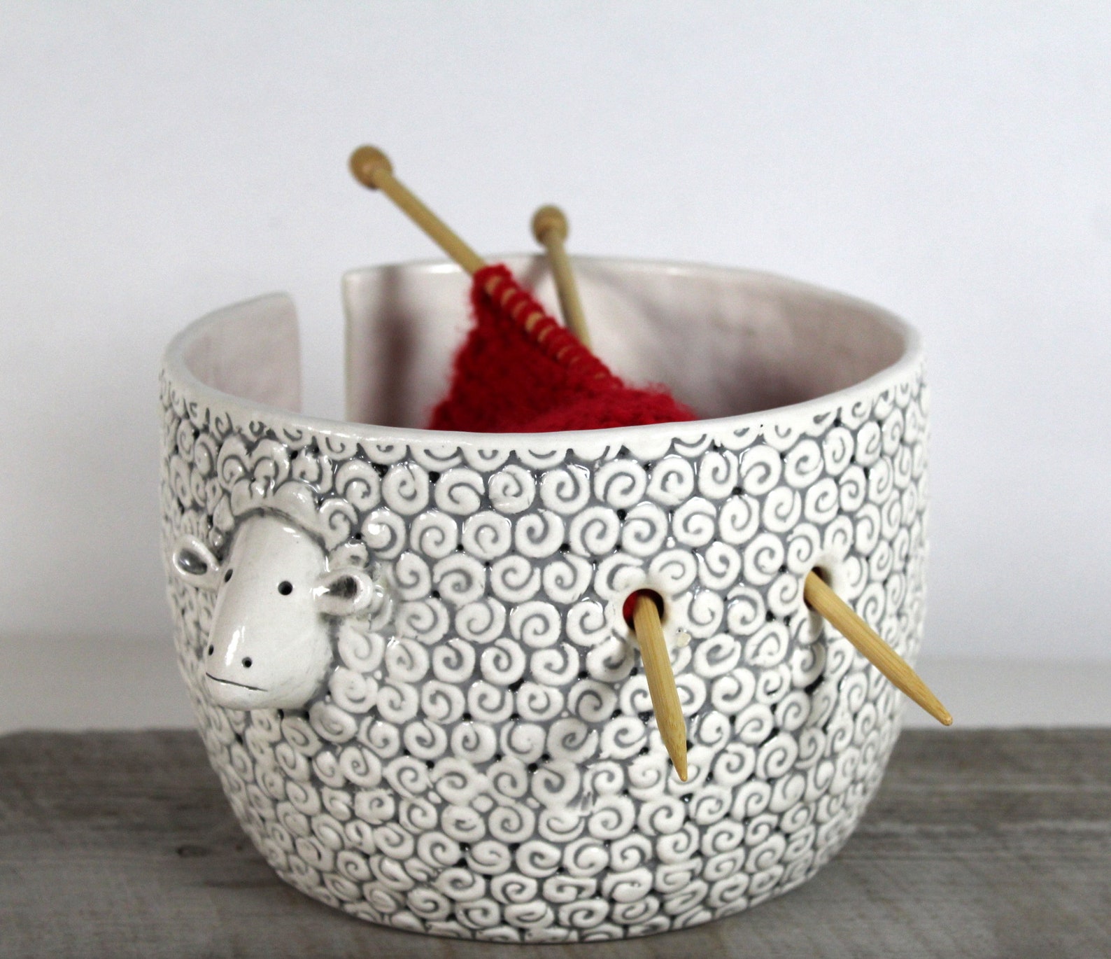 Large Sheep Yarn Bowl Pottery Ceramic Yarn Bowl Knitting or - Etsy