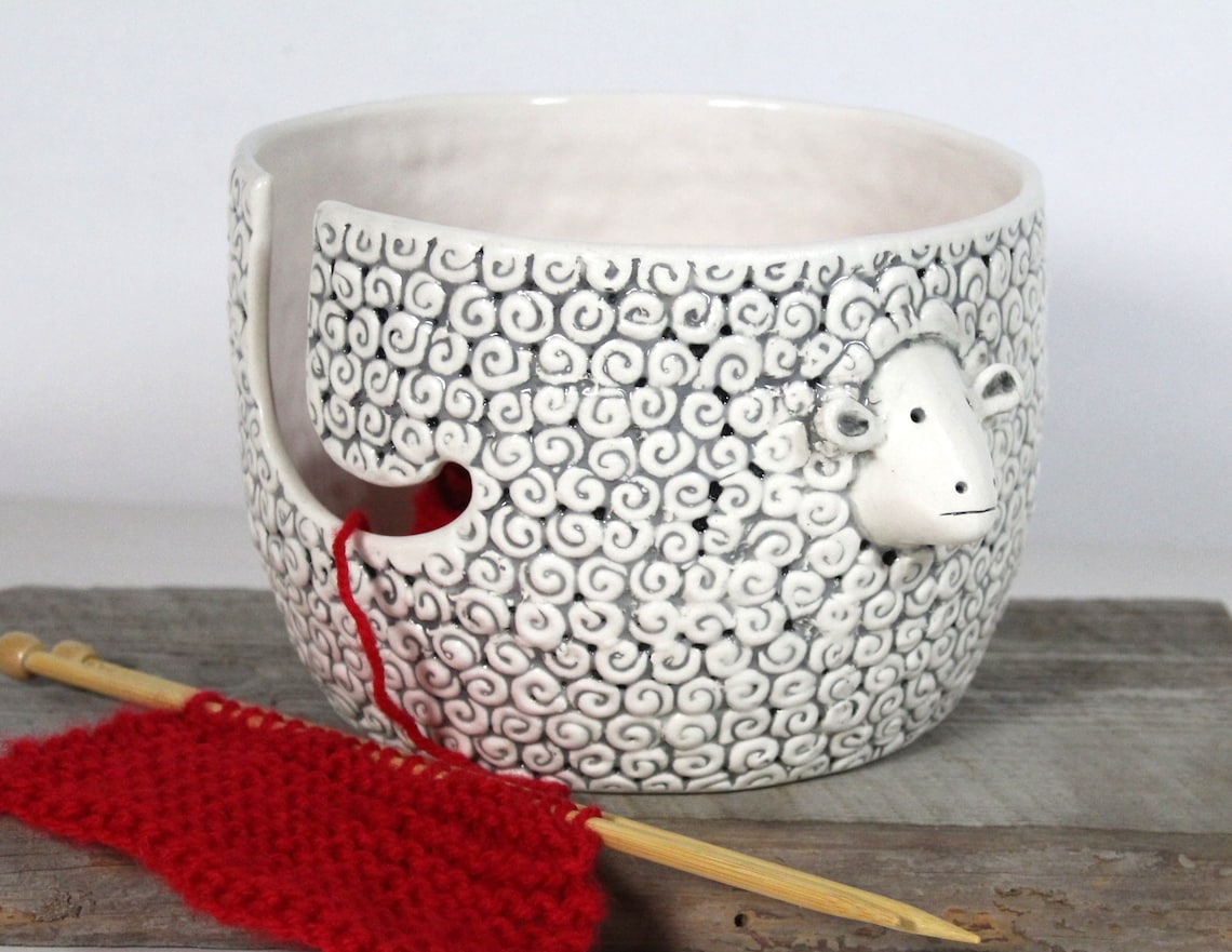 Large Sheep Yarn Bowl Pottery Ceramic Yarn Bowl Knitting or - Etsy
