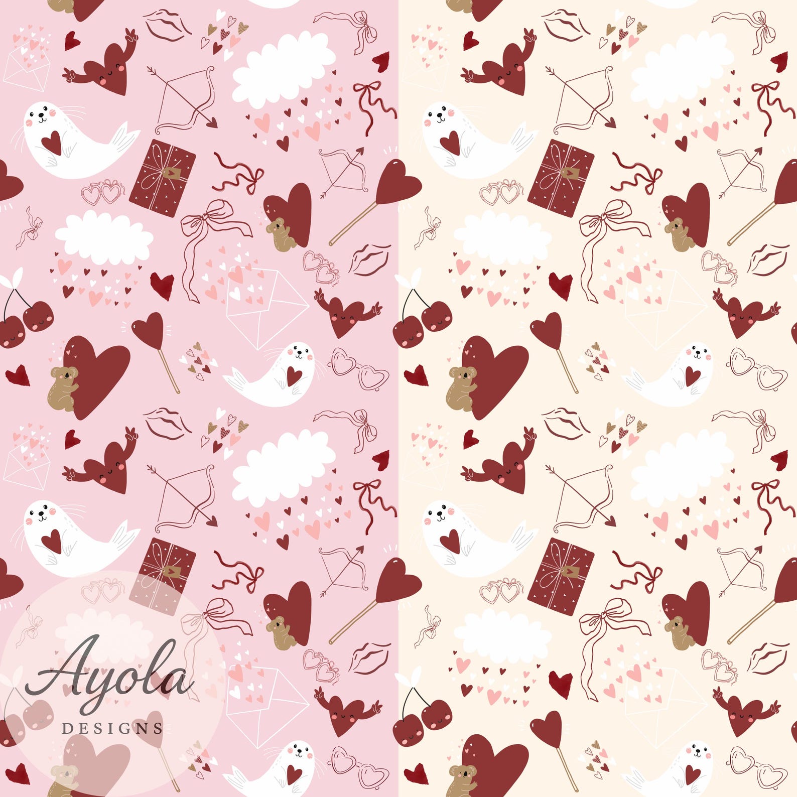 Valentine Seamless Pattern Pink Hearts Love Digital Paper Romantic ...