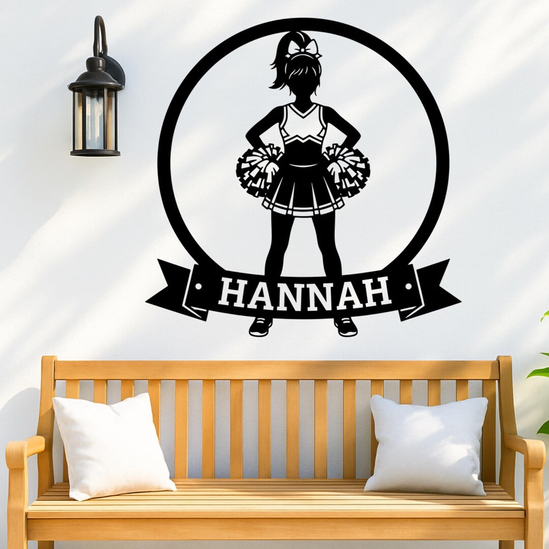 Custom Cheerleader Metal Sign, Personalized Cheer Squad Wall Art, Pom ...