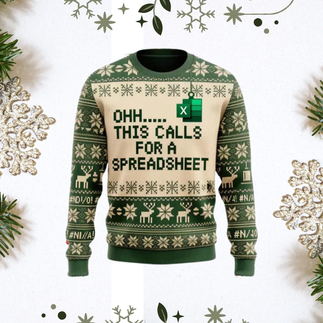 Funny Spreadsheet Christmas Sweater, Accountant Holiday Sweater, Office ...
