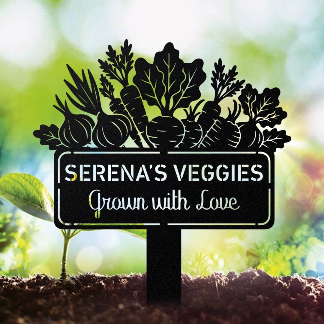 Personalized Vegetable Garden Sign, Custom Veggie Garden Stake, Metal ...