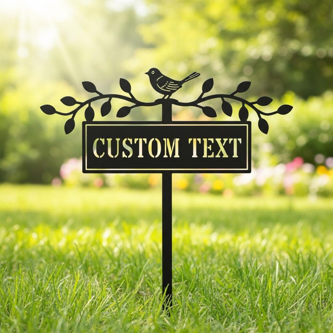 Personalized Garden Stake With Bird, Custom Name Yard Sign, Elegant ...