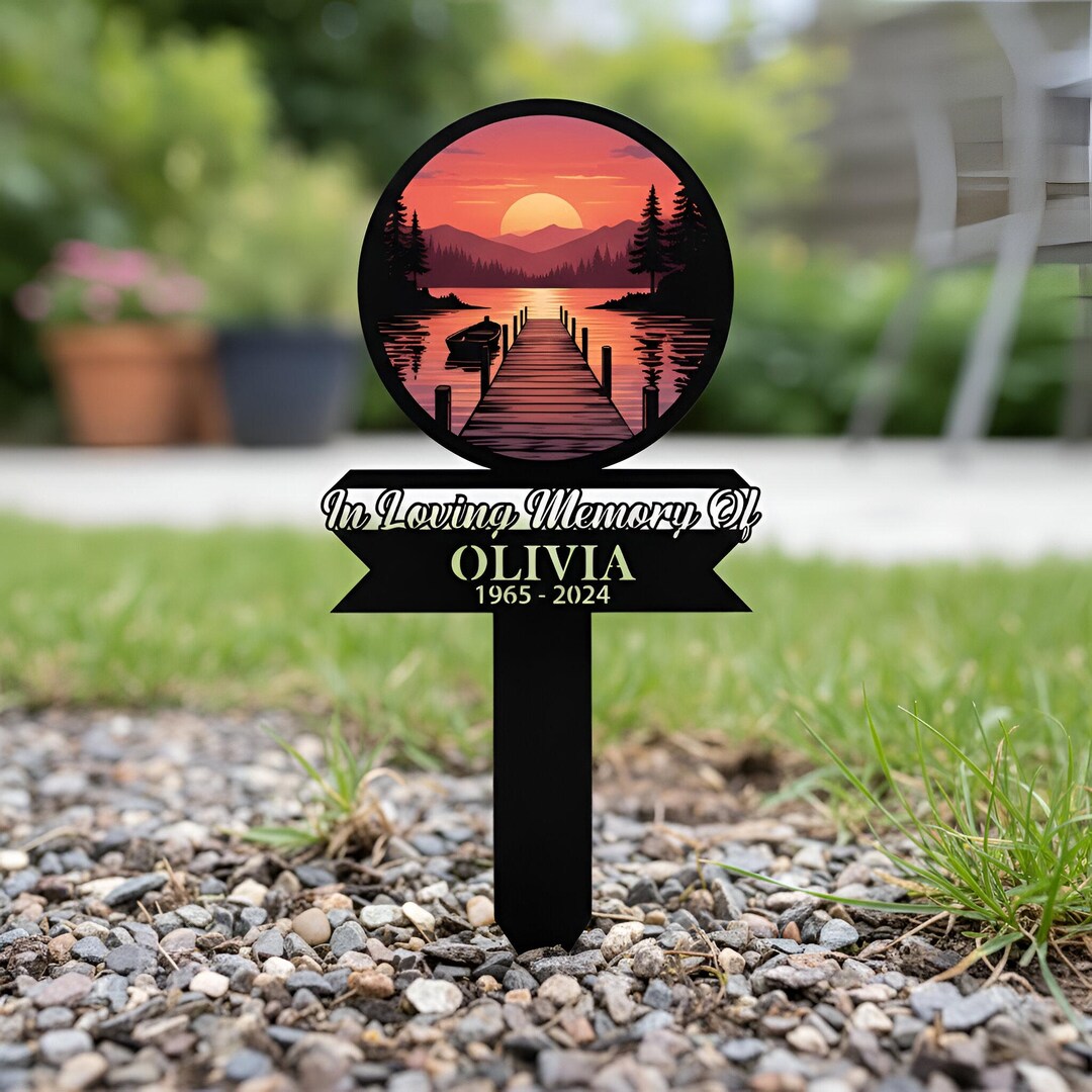 Personalized Memorial Garden Stake, in Loving Memory Yard Sign, Sunset ...