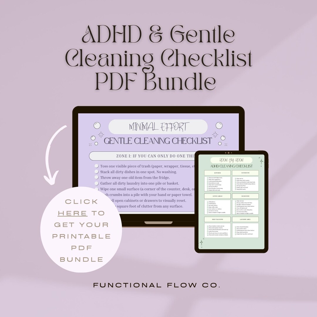ADHD Cleaning Checklist: Neurodivergent Adult Home Routine (printable ...