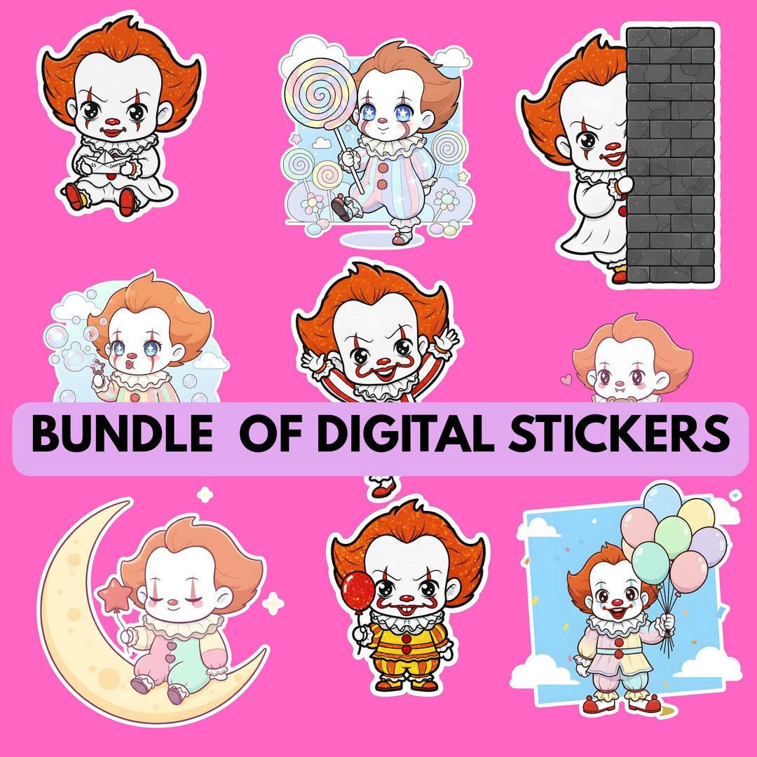 Creepy Chibi Clown Stickers – Horror Vinyl Decals (digital Download) - Etsy