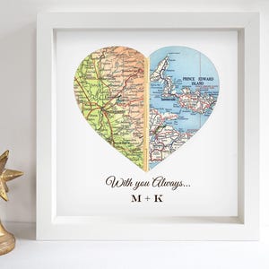 Custom Long Distance Heart Map Personalized Gift for Couples | Love ...