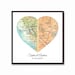 Heart Map Wedding Gift for Couple, Personalized Map Bridal Shower Gift ...