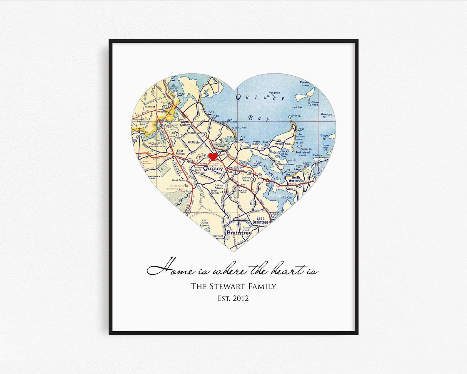 Custom Heart Map for New Home Housewarming Gift or Family Moving Away ...