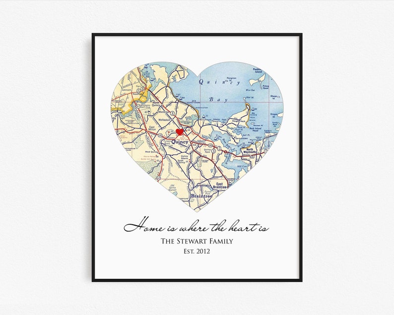 Custom Heart Map for New Home Housewarming Gift or Family Moving Away ...