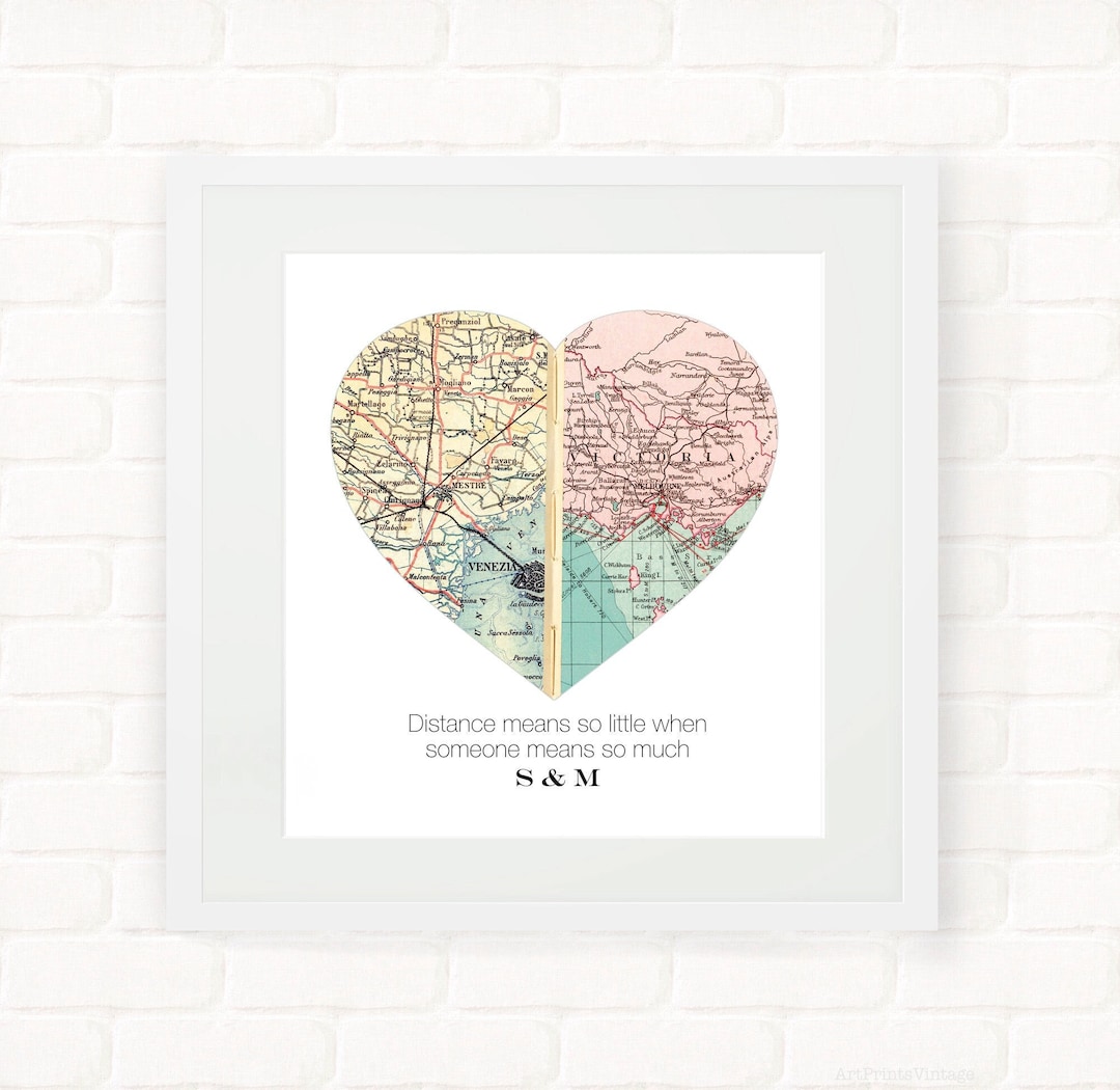 Personalized City Heart Map Gift for Couples | Custom Location Long ...