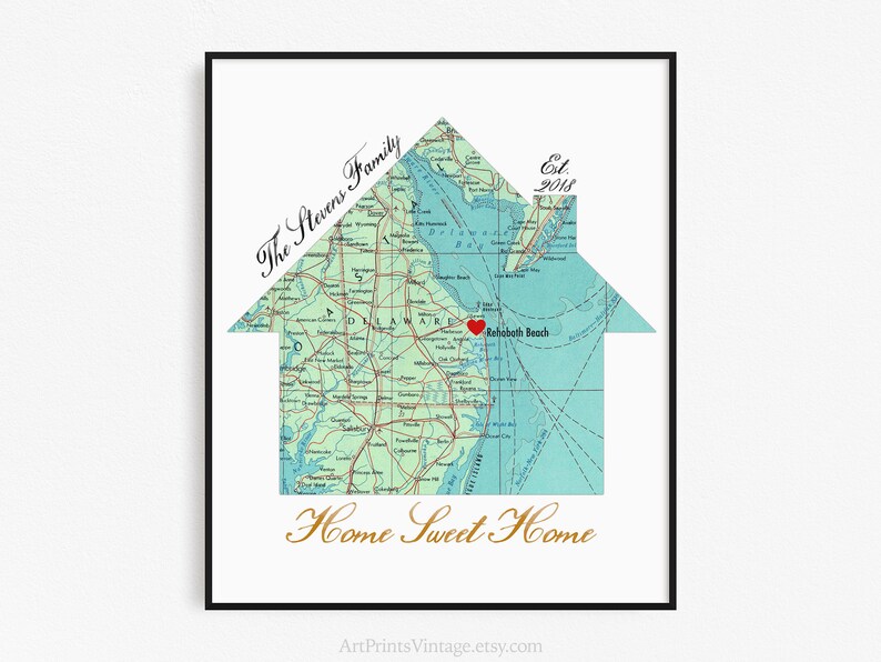 Map Housewarming Gift Our First Home First Home Gift for | Etsy