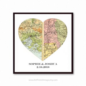 Personalized Map, Heart Map Print, Anniversary Gift, Map Print, Custom ...