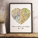 Map Heart Art Long Distance Friendship Best Friend Gift Map - Etsy