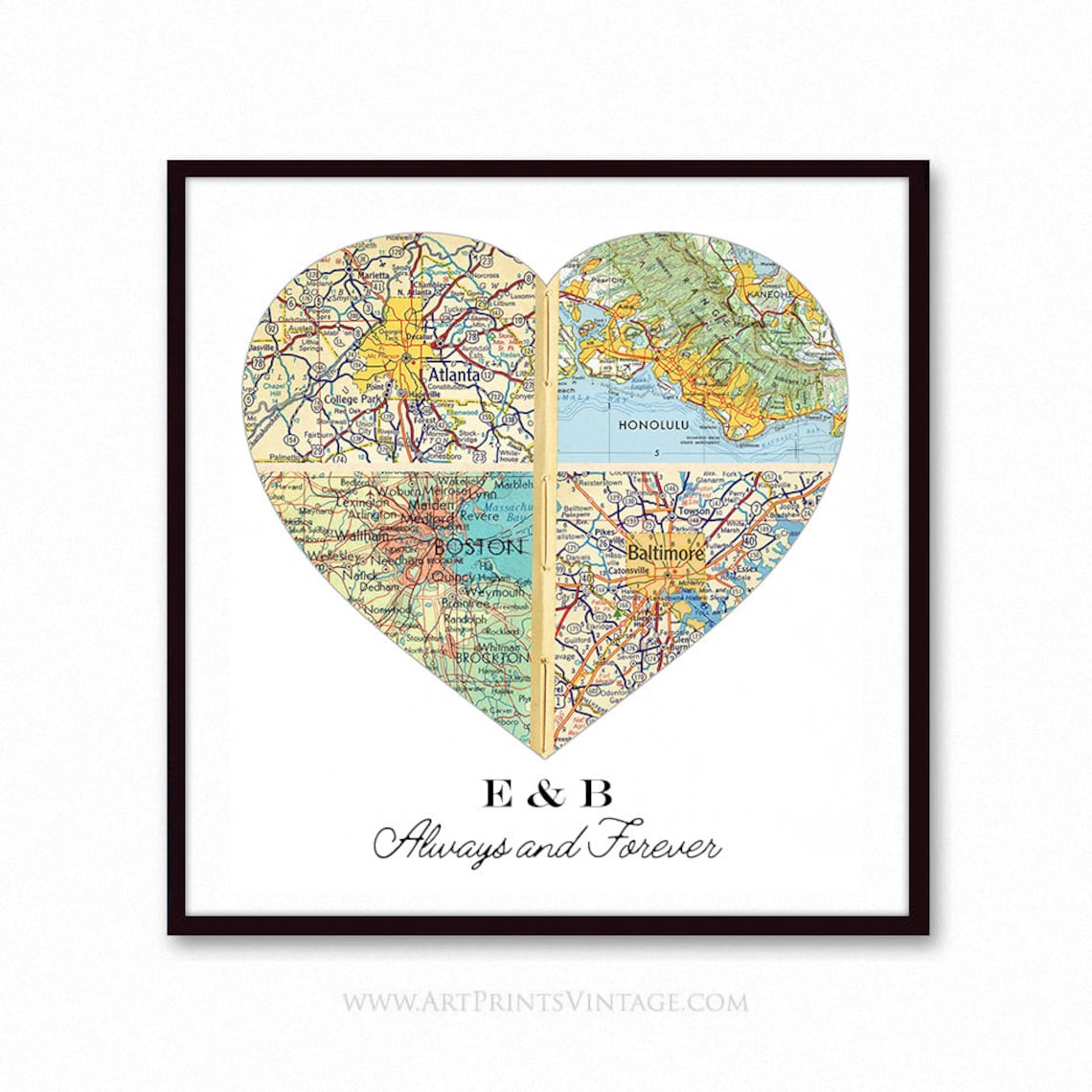 Custom Heart Map Unique Wedding Gift for Couple Personalized | Etsy