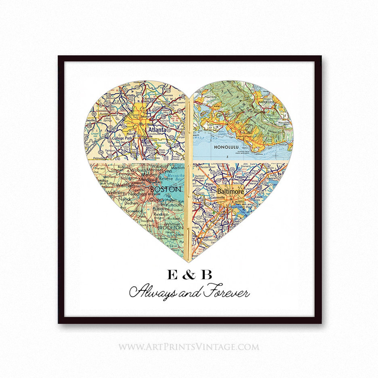 Custom Heart Map Unique Wedding Gift for Couple Personalized | Etsy