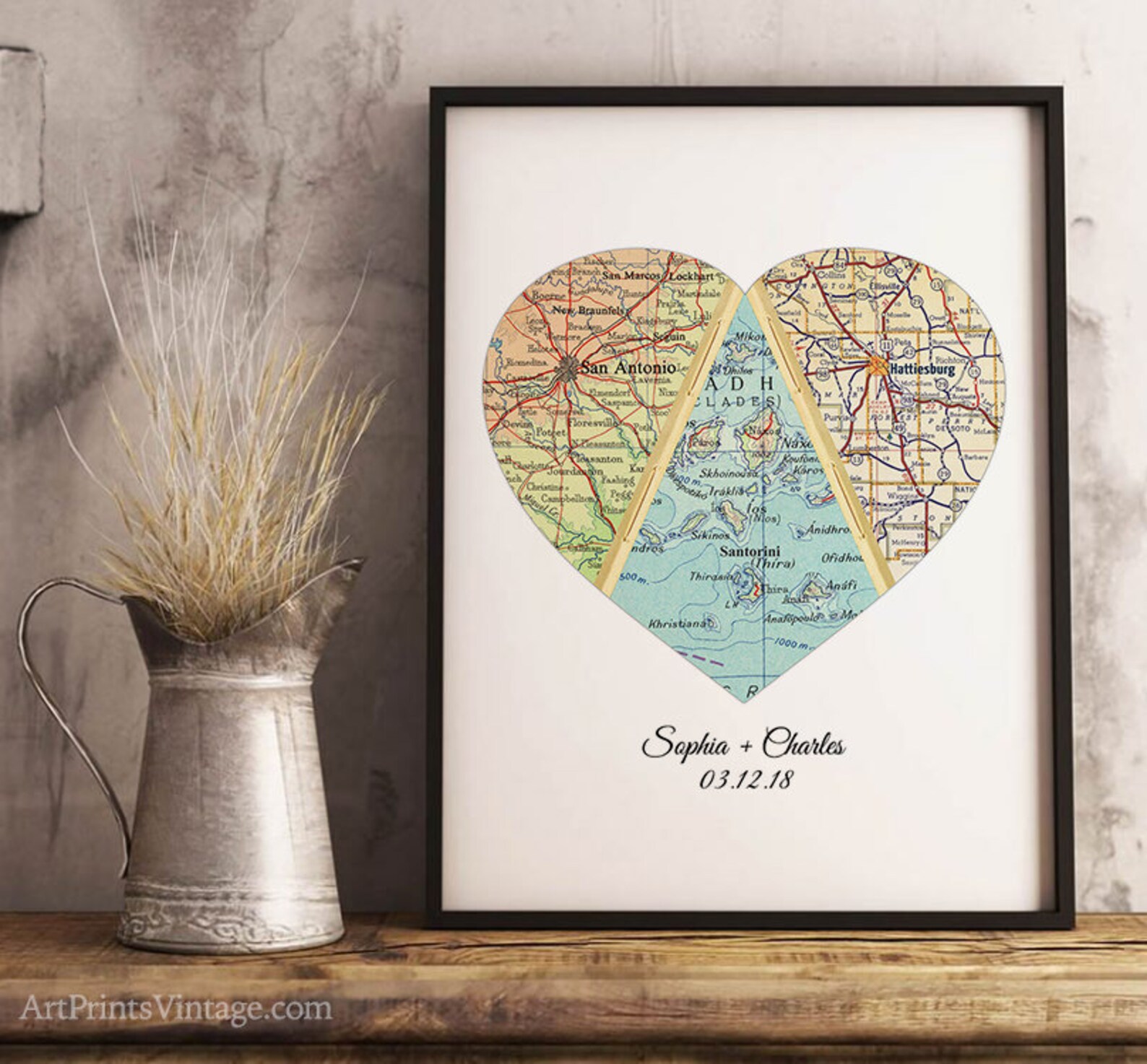 Unique Wedding Gift for Couple Engagement Personalized Map - Etsy