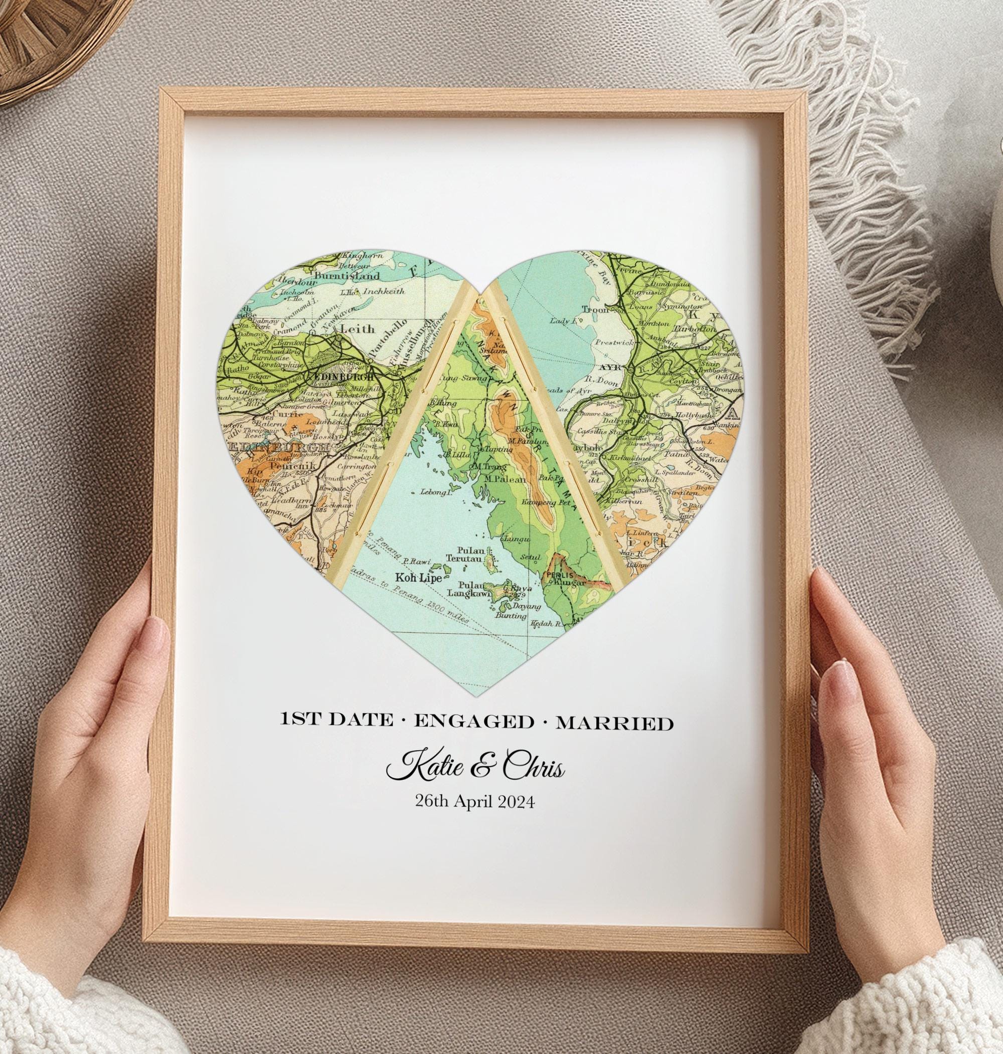 Custom Couples Map Art Wedding/anniversary Gifts | Personalized Travel ...