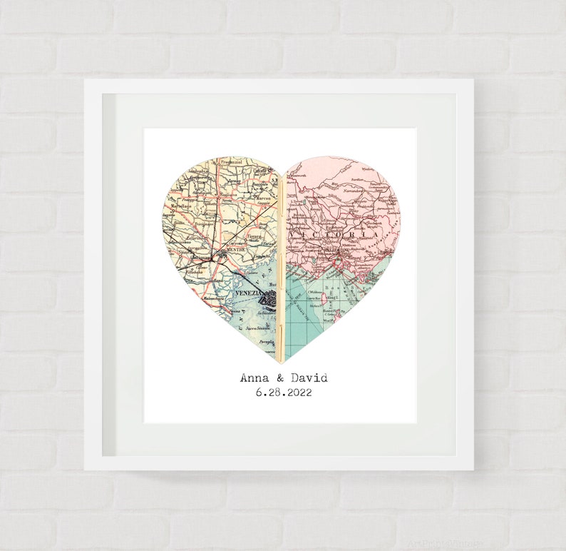 Personalized Wedding Map Gift for Couples | Unique Wedding Gift, Map ...