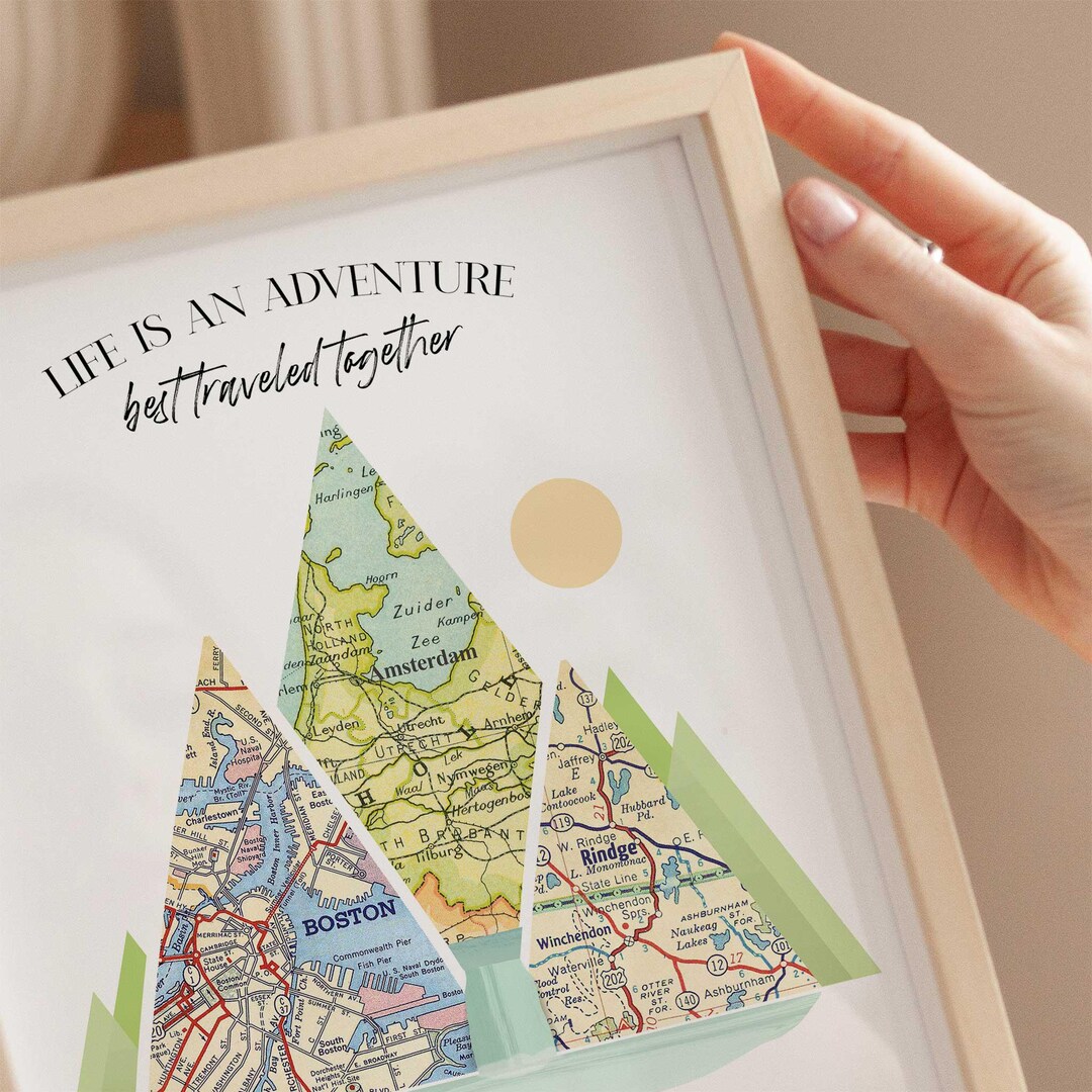 Custom Couples Travel Map Art | Personalized Gift for Bridal Showers ...