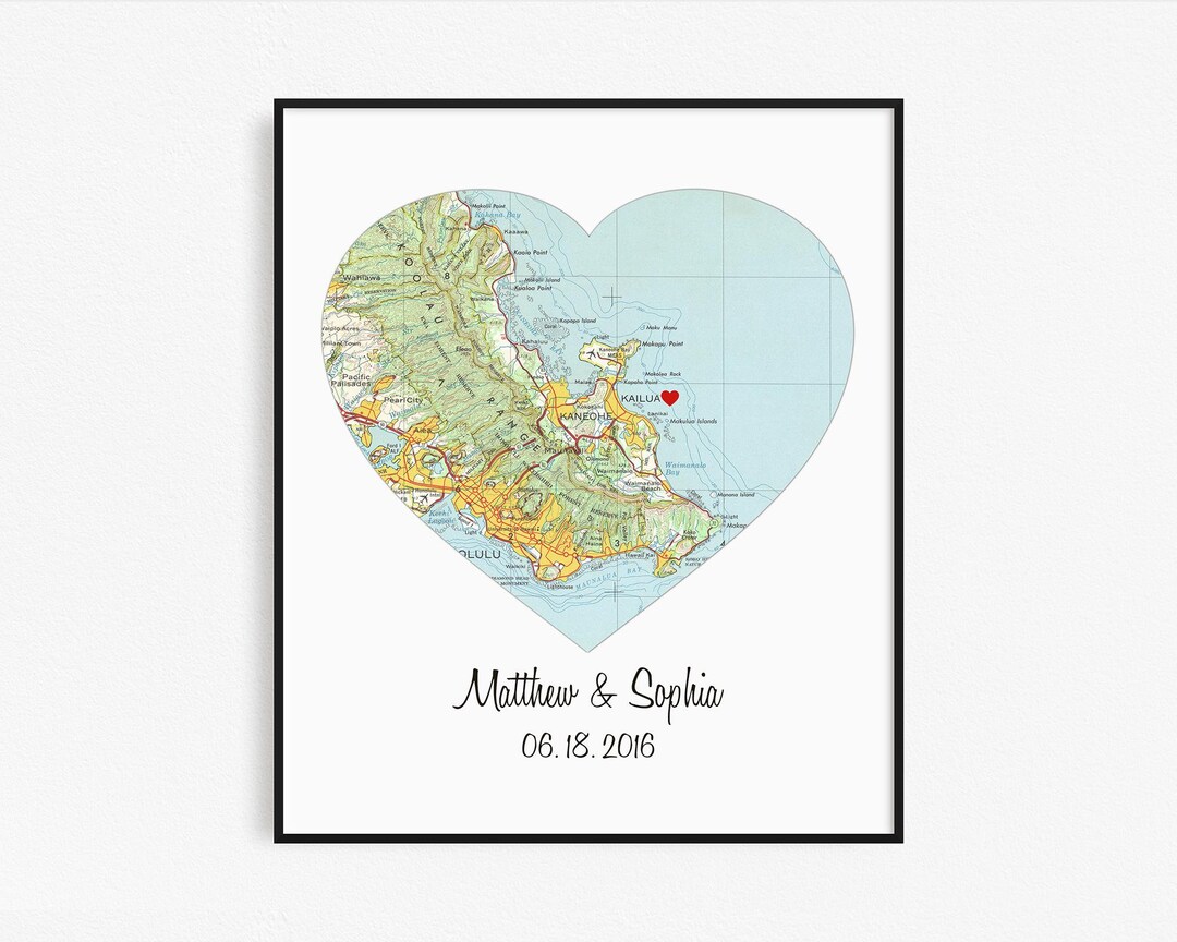 Custom Location Map - Personalized Map Gift for Anniversary, Engagement ...